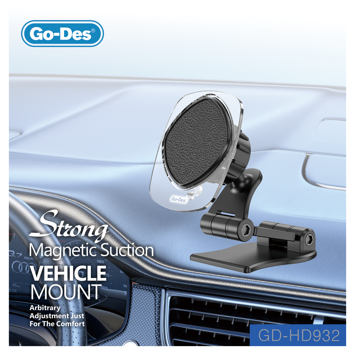 360 Adjustable Magnet Phone Stand Dashboard Cell Phone Holder Dual Fol ...