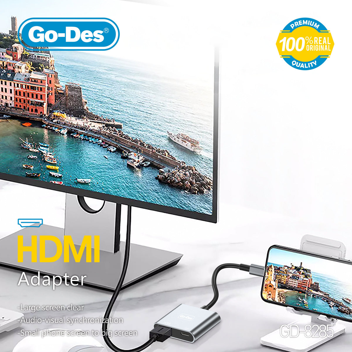 Go-Des 2-in-1 HDTV + Lightning Dual Output Video Converter 1080P HD Di ...