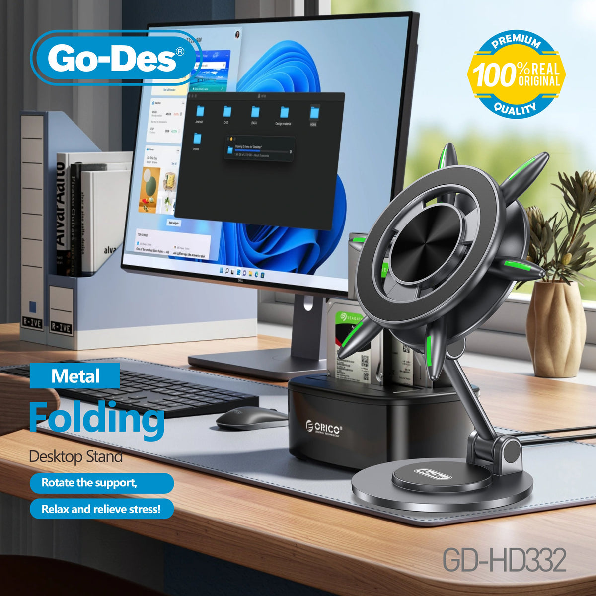 Go-Des MagSafe Folding Metal Phone Stand Glow-in-the-Dark Spinning Mag ...