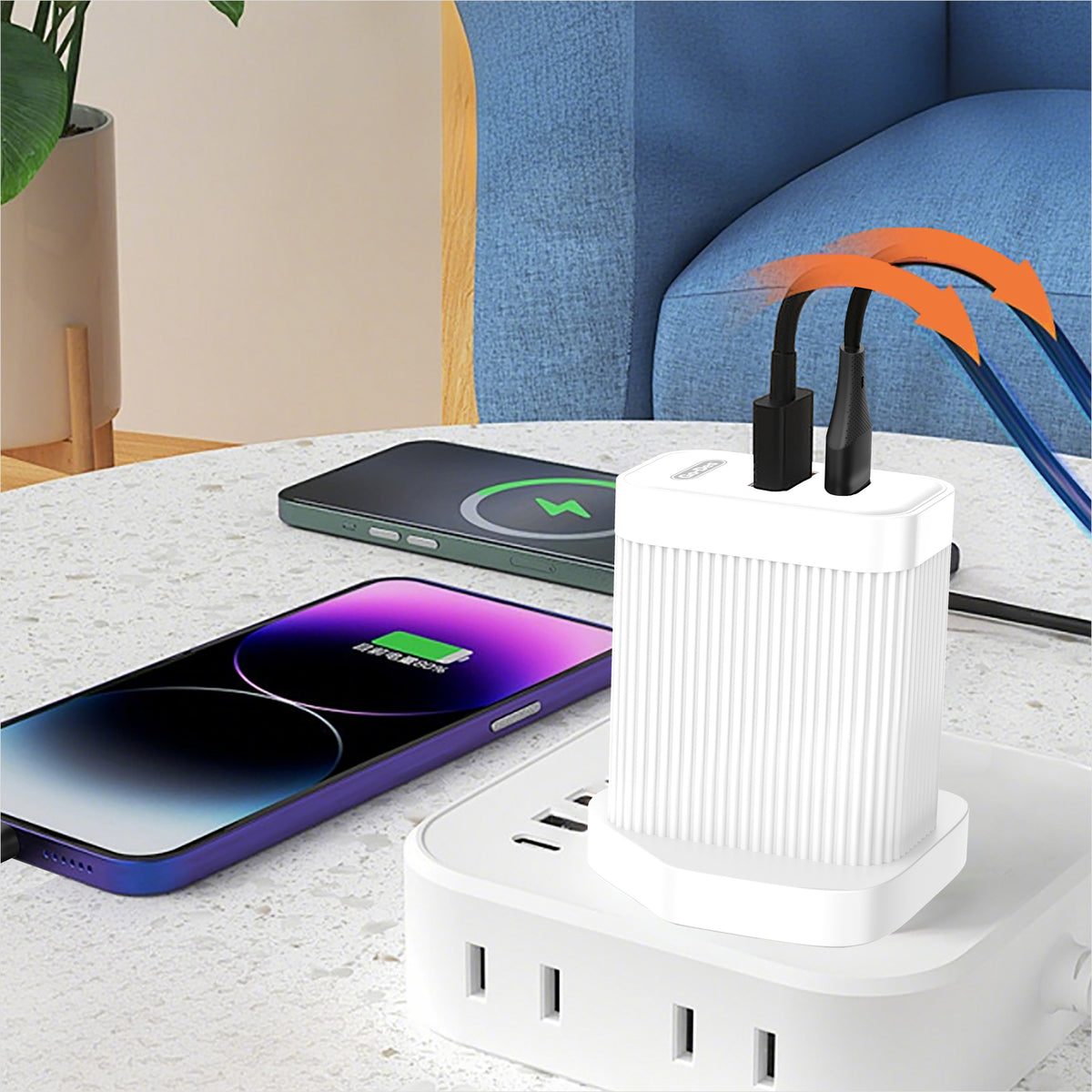 Go-Des 38W PD QC3.0 Fast Charging Dual Port Travel Charger Adapter wit ...