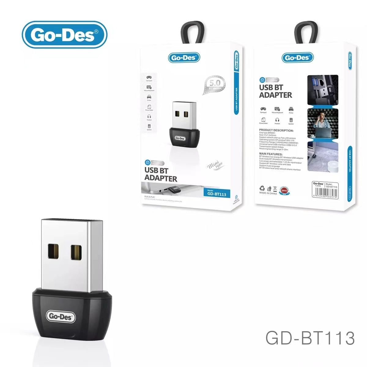 Go-Des USB Bluetooth 5.1 Adapter Dongle Maxesla Wireless Bluetooth Tra ...